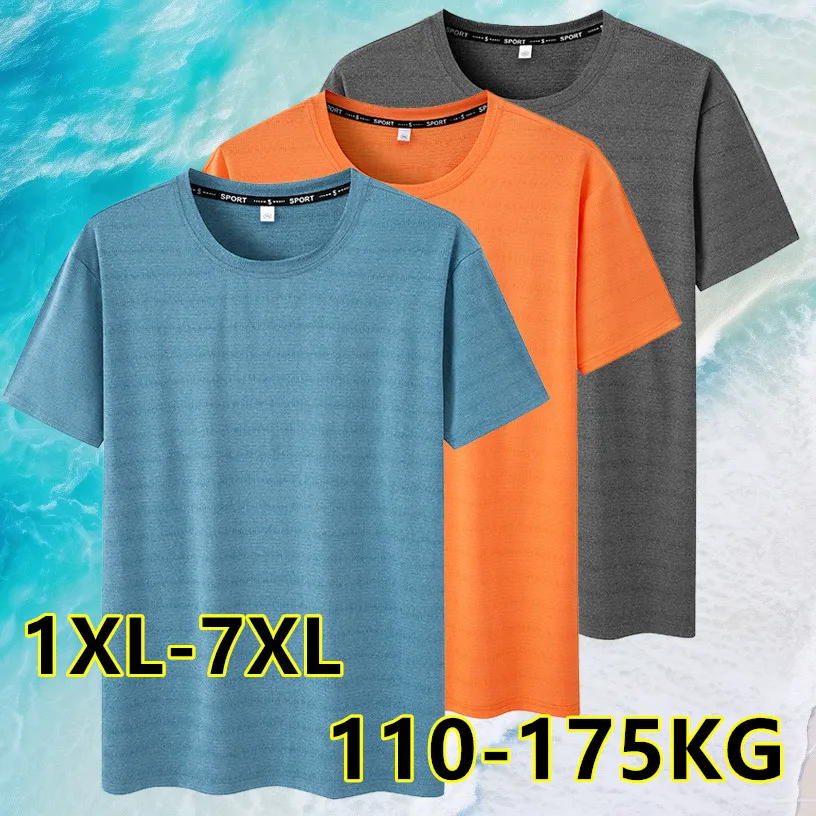 Plus Size T-shirt for Men 7XL/6XL 110-175kg Summer Quick Drying Round ...