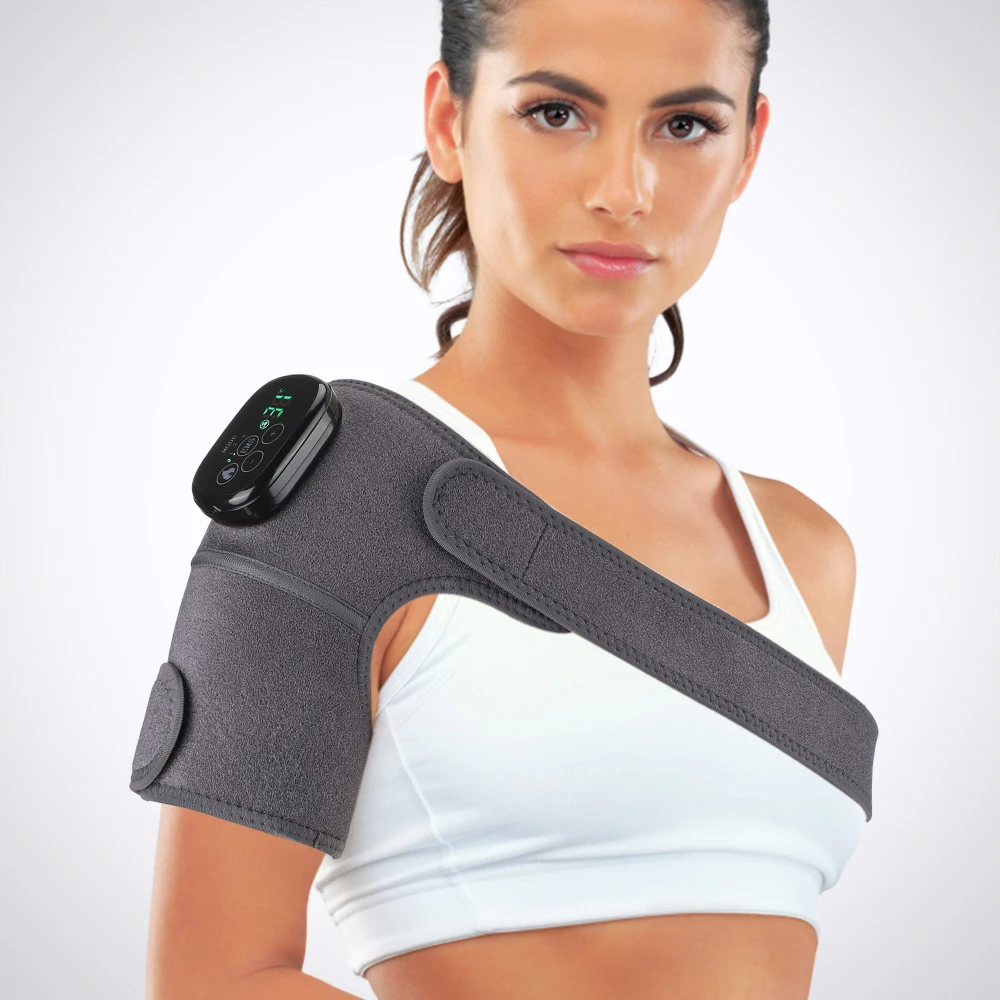 전기 진동 마사지기, 70 ℃ 가열 EMS 테라피, 4 개 패치, 바디 다리 팔꿈치 어깨 따뜻한 랩 관절염 무릎 패드 벨트