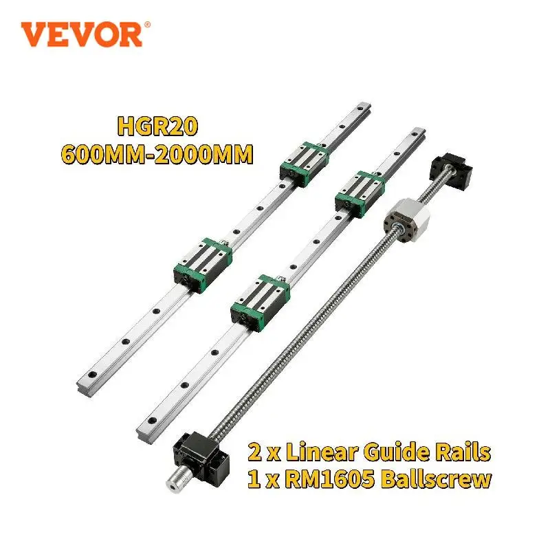 VEVOR-HGR20-2PCS-Linear-Guide-Rails-600-2000MM-4PCS-Slide-Blocks-RM1605 ...