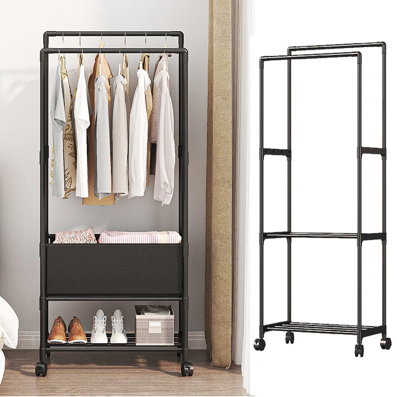 Clothes-Rack-Double-Rod-Movable-Coat-Rack-Bedroom-Multi-purpose-Clothes ...