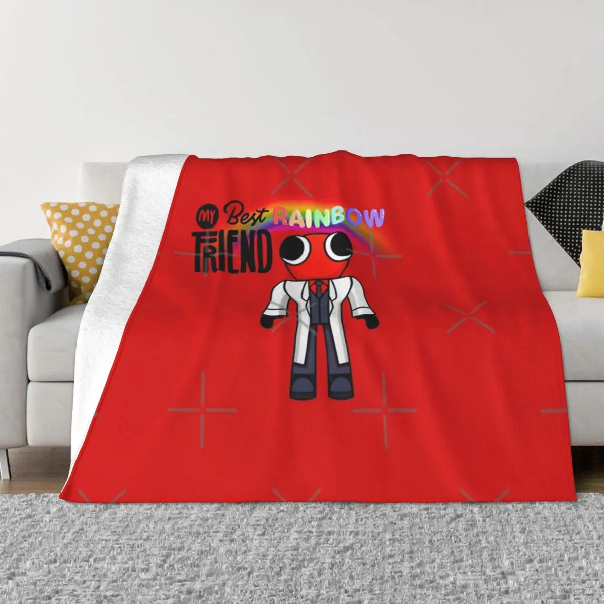 My-Best-Rainbow-Friend-Red-Blanket-Bedspread-On-The-Bed-Picnic-Blanket ...