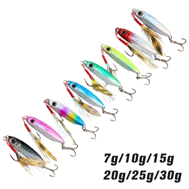Metal Cast Jig Spoon Fishing Bait 25/30g Durable Bionic Hard Bait with ...