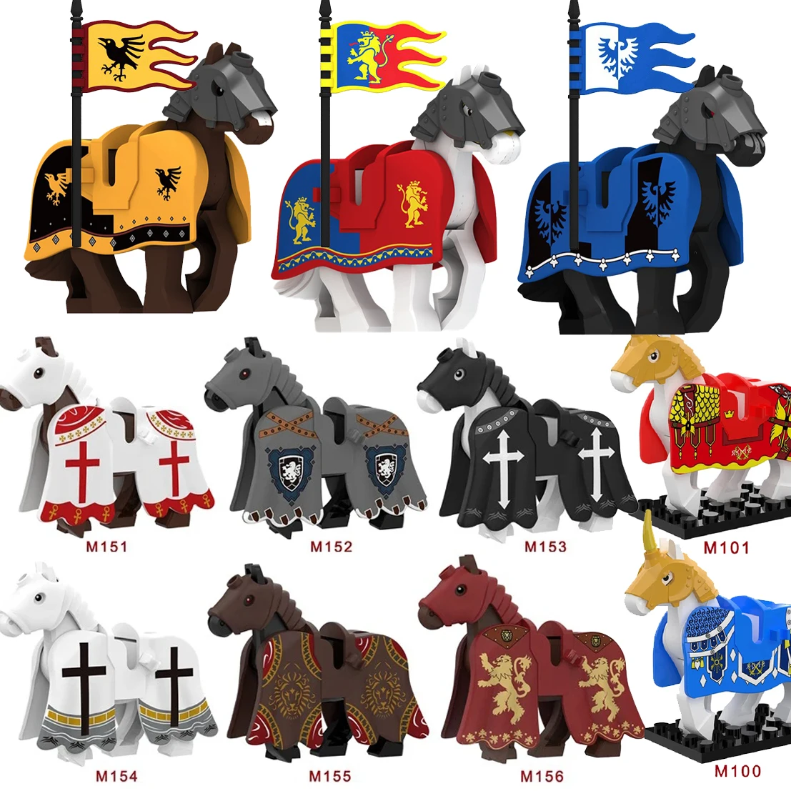 MOC-Medieval-Castle-Knight-Orders-Armored-Horse-Building-Blocks-Templar ...