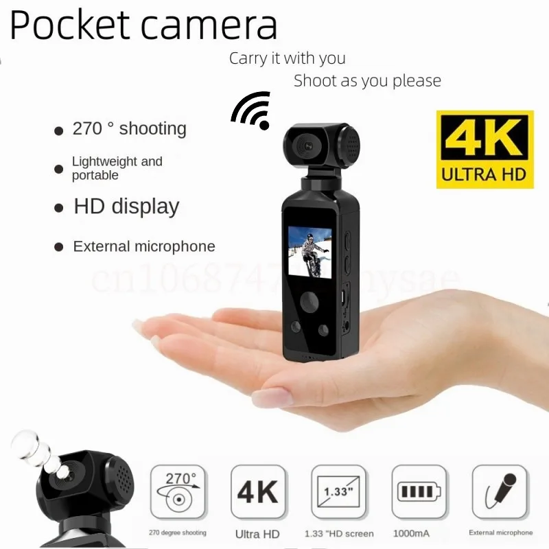 WIFI-4K-HD-Mini-Camera-Pocket-Outdoor-270-Rotatable-Bodycam-with ...