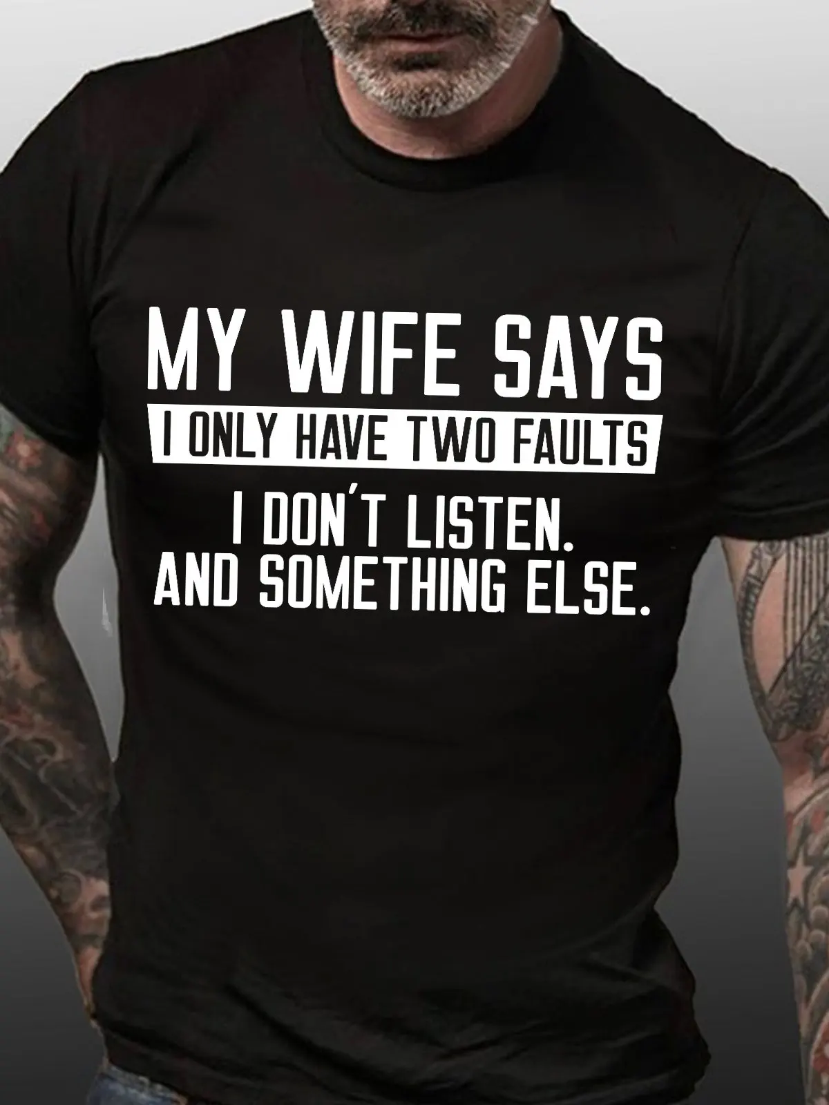 My Wife Says Men's Short Sleeve T-Shirt Graphic Print Casual Tee Shirts ...