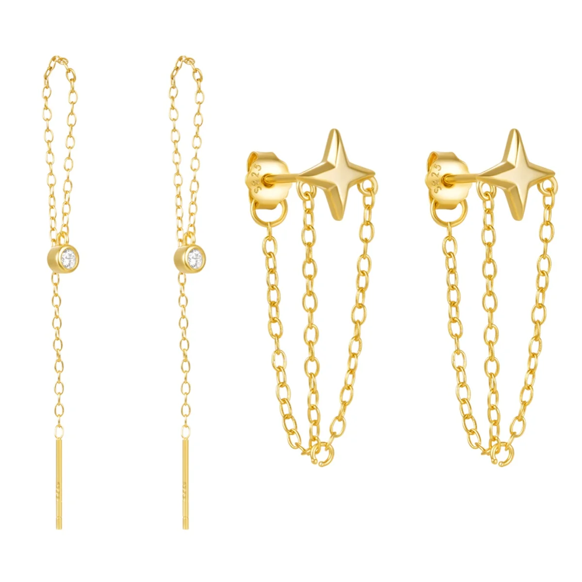 925-Sterling-Silver-Women-s-Zircon-Tassel-Earrings-Cross-Meteor-Earring ...