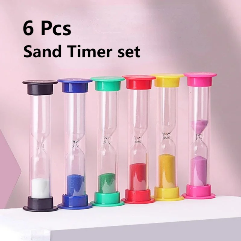 6pcs-Sand-Timer-Assortment-Plastic-Hourglass-Timer-Colorful-Sandglass ...