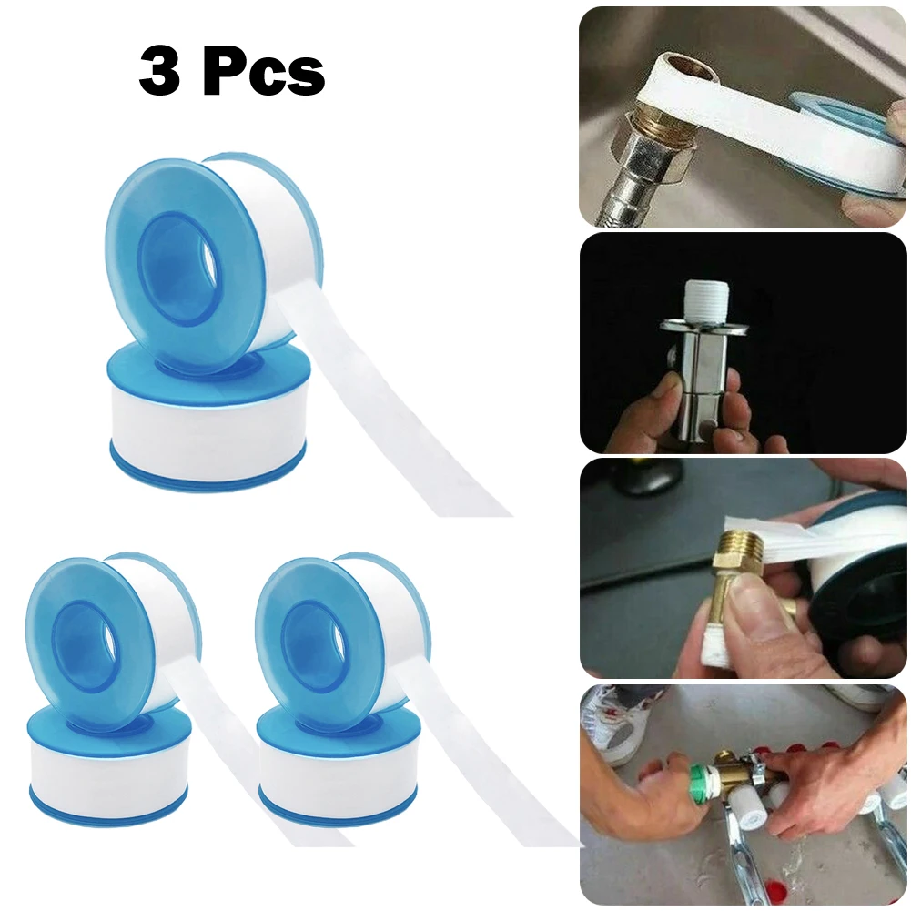 3Pcs PTFE Plumbing Thread Seal Tape Oil-Free Leakproof Sewer Plug Water ...