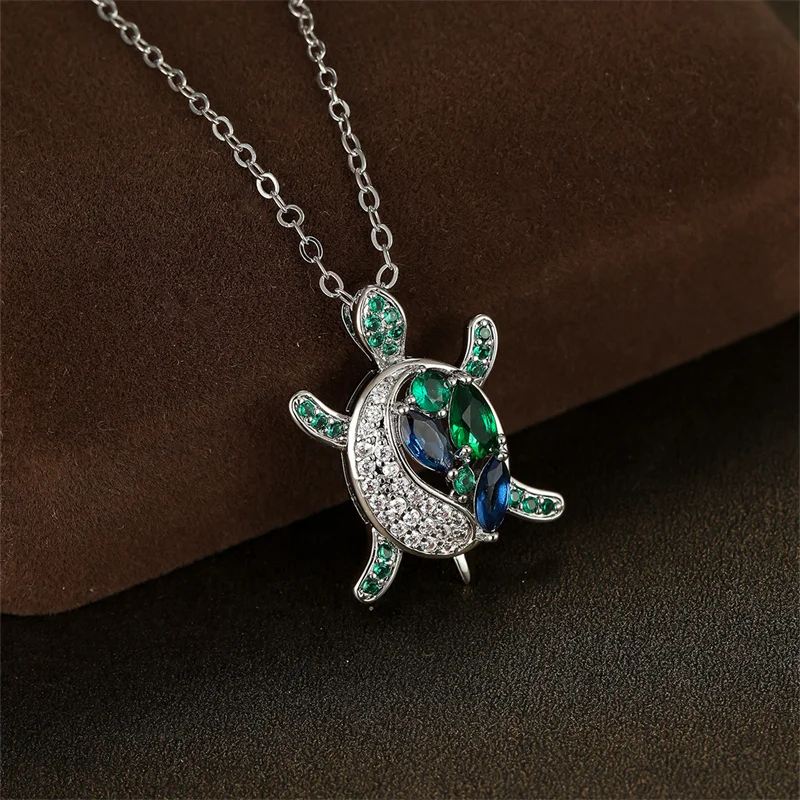 Cute-Ocean-Animal-Turtle-Pendant-Necklaces-For-Women-Silver-Color-Royal ...