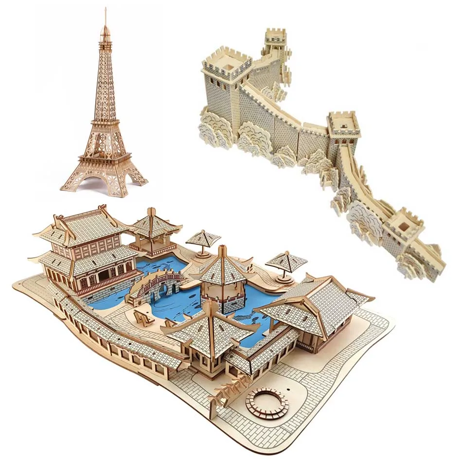 Wooden-3D-three-dimensional-puzzle-puzzle-manual-toy-building-model ...