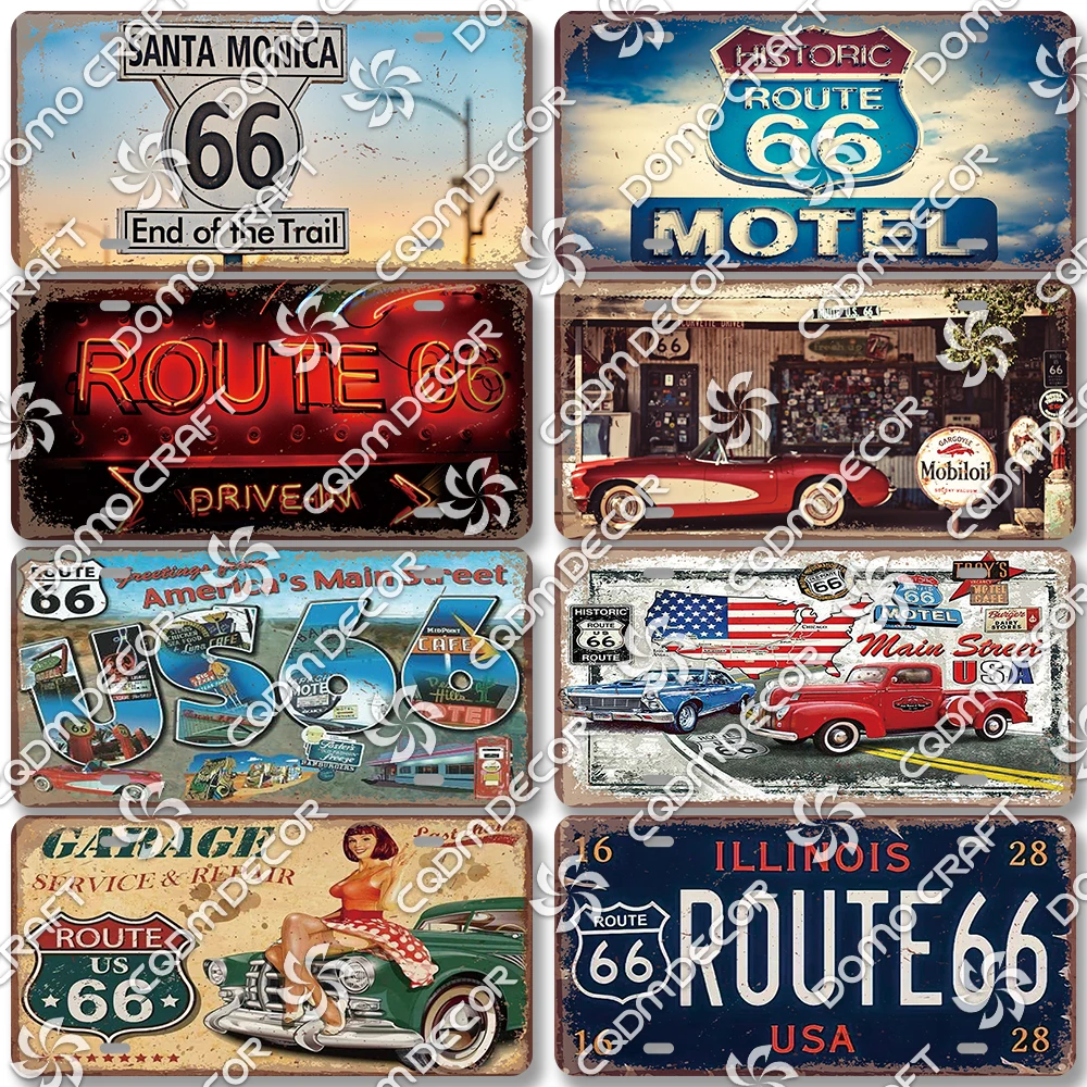 US-Route-66-Plates-Tin-Sign-Vintage-Car-Poster-Metal-Plaque-Wall-Art ...