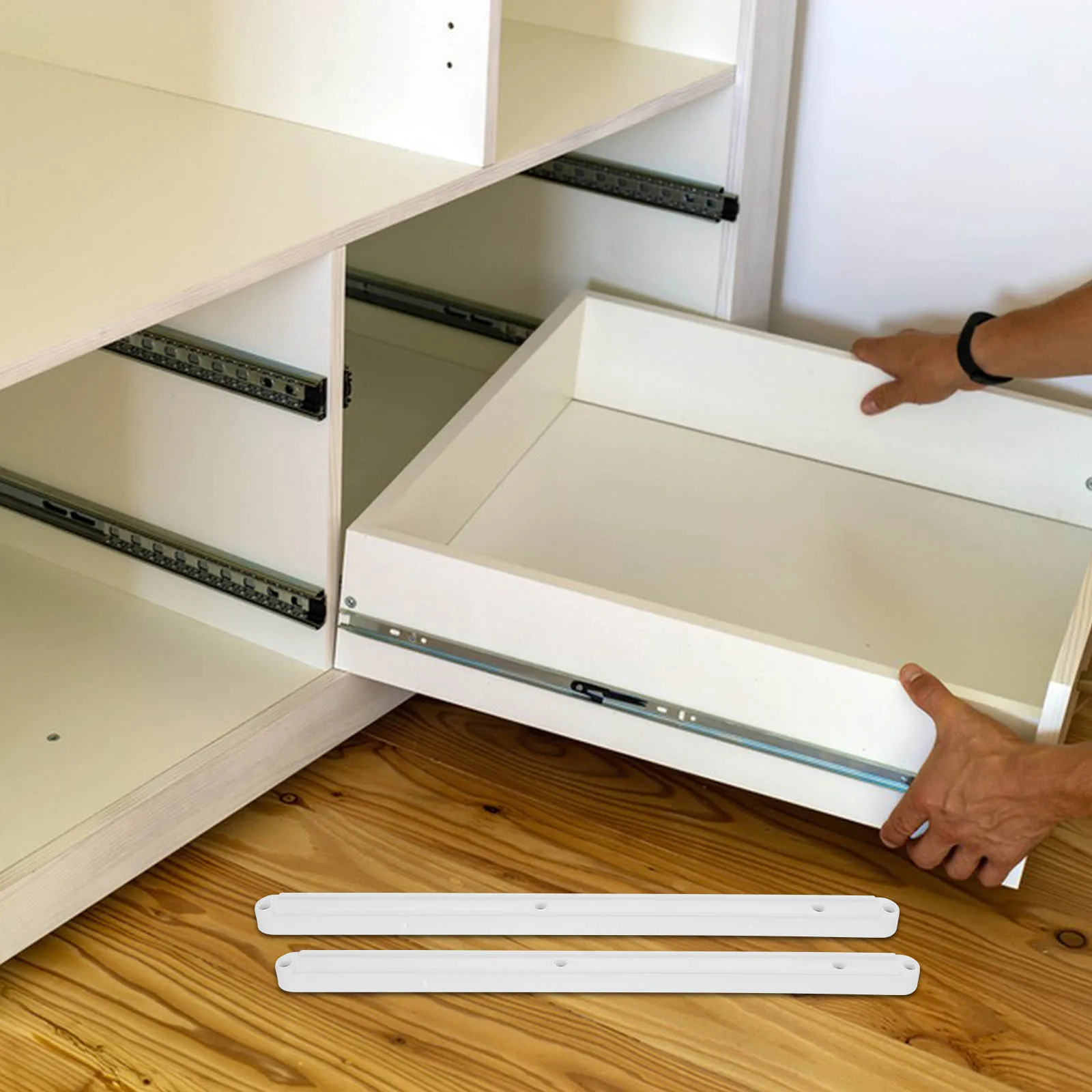 2pcs Guide Rail Drawer Plastic Slide Wardrobe Runner Cabinet ...