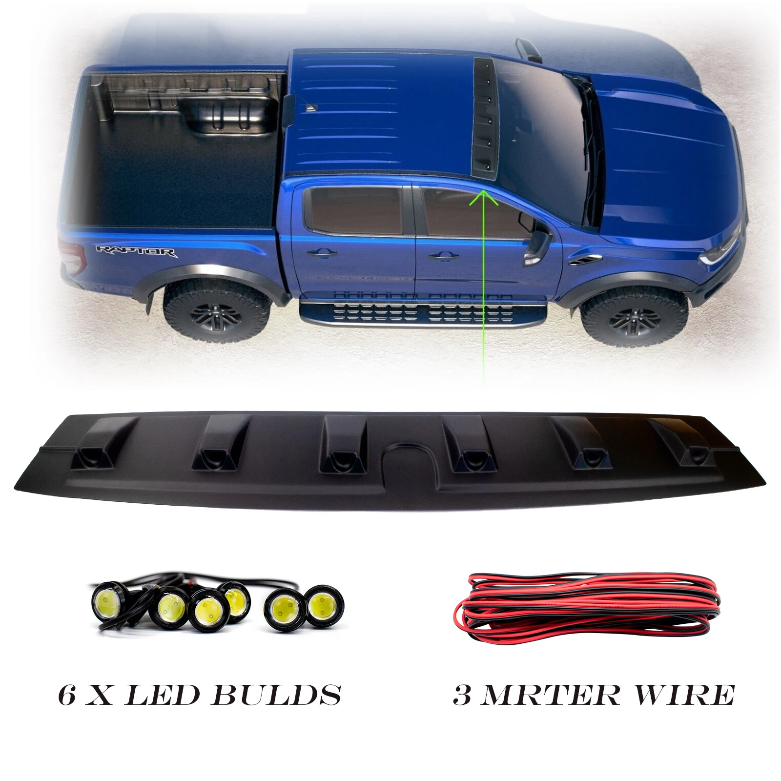 Accesorios-estilo-Raptor-cubierta-de-aler-n-de-techo-delantero-luces ...