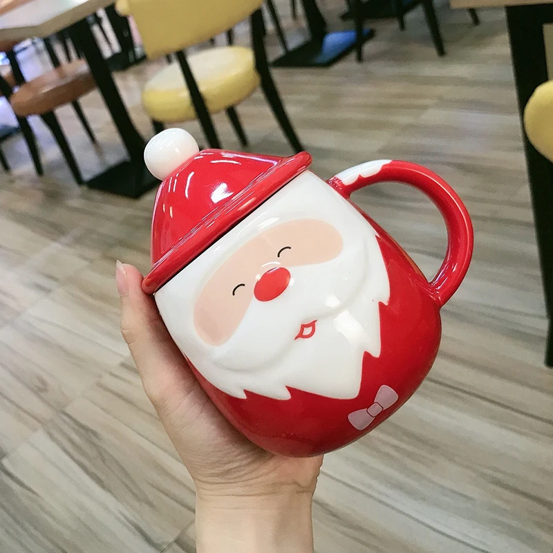 Cartoon-Ceramic-Mug-High-Beauty-Santa-Claus-Cup-With-Spoon-American ...