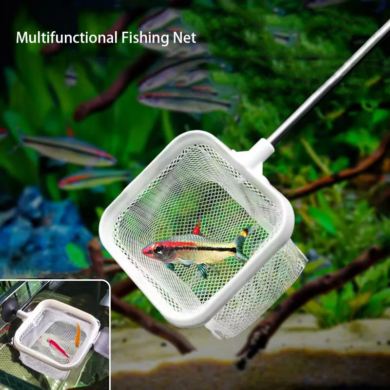 Retractable-3D-Aquarium-Fish-Tank-Net-Stainless-Steel-Rod-Fishing-Round ...