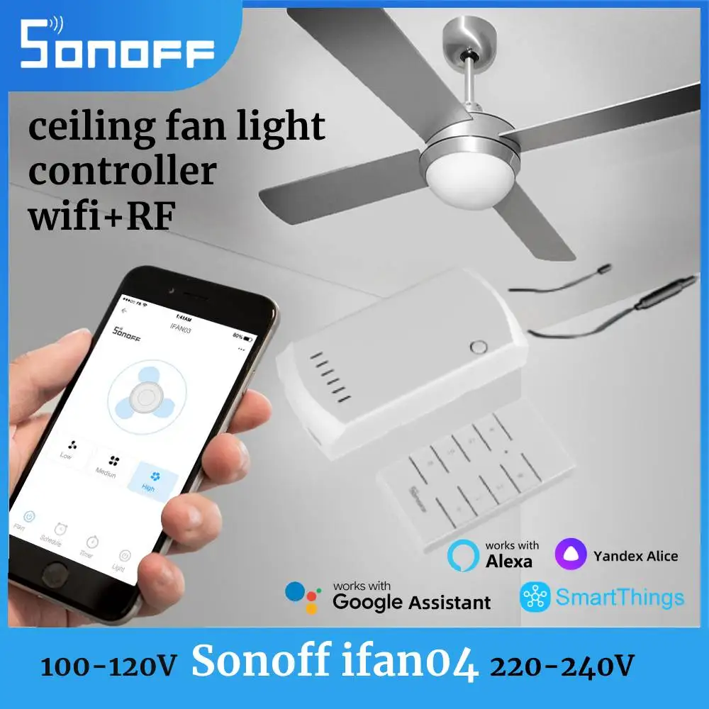 SONOFF IFan04 100-240V WiFi Rf433 Smart Ceiling Fan Light Switch ...