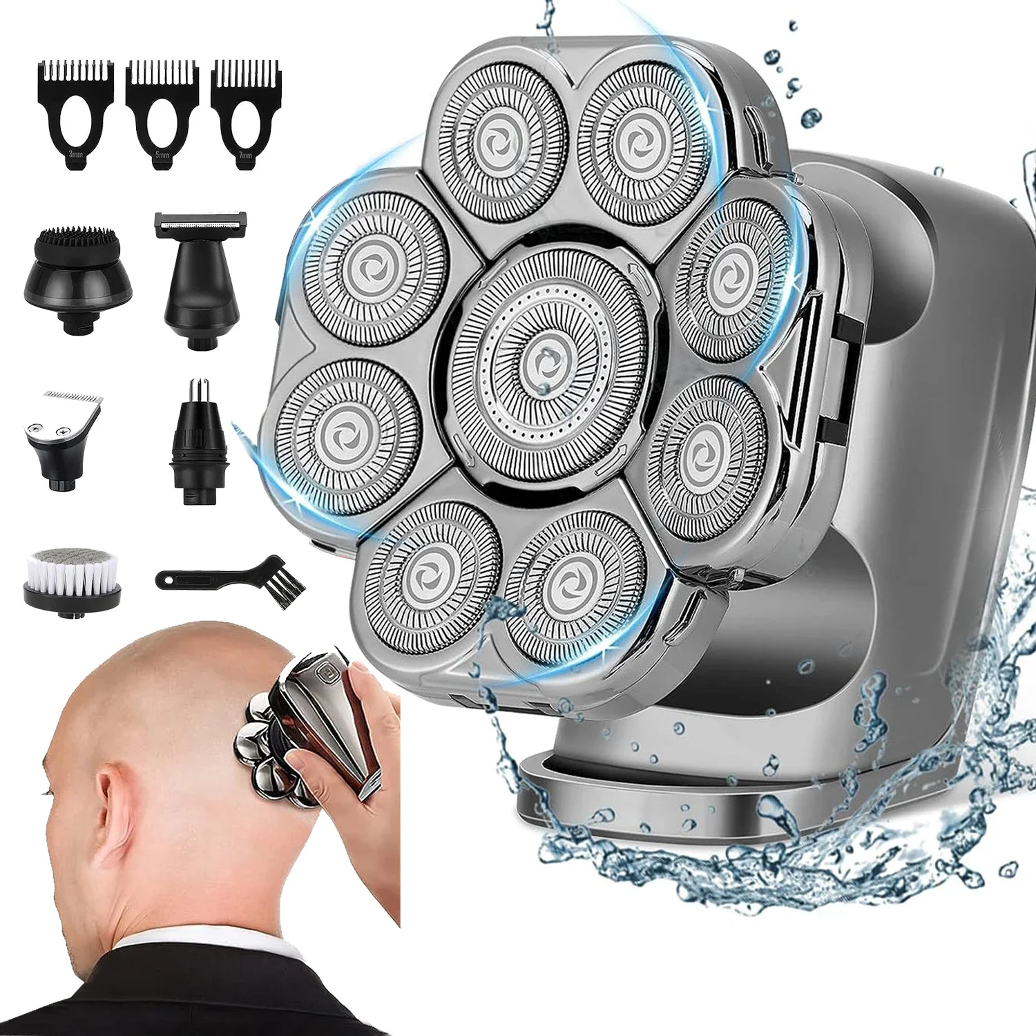 9D Super Electric Shaver 6 in 1 Grooming Kit Waterproof LED Display Wet ...