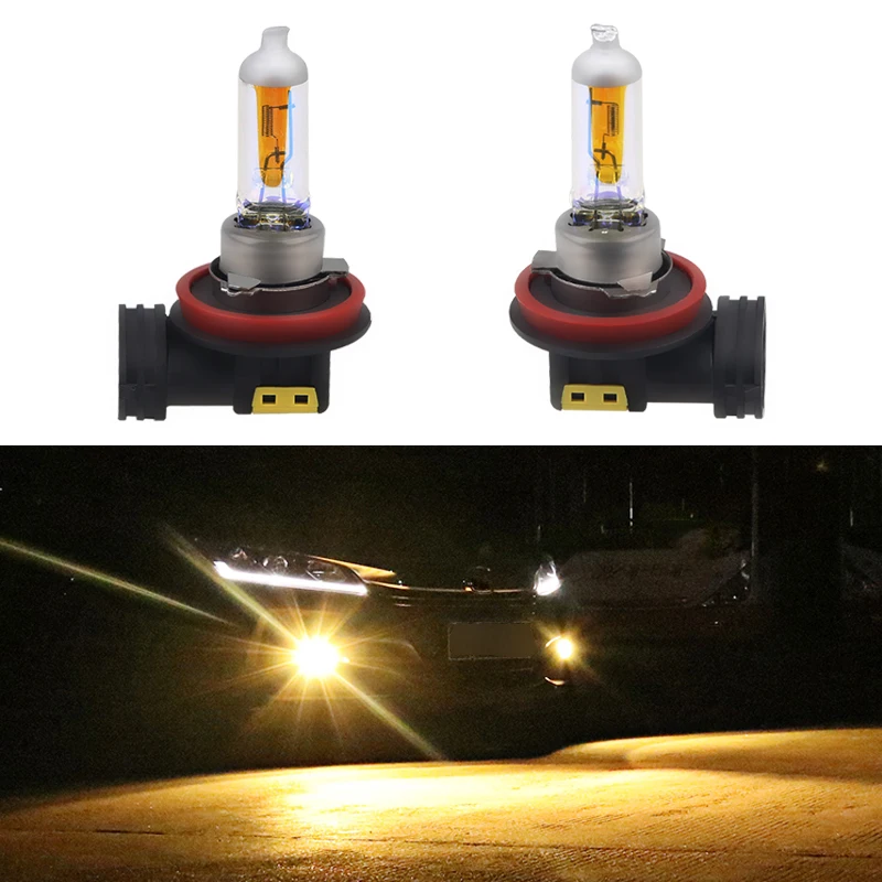 2pcs-H8-12V-55W-2300K-Super-Bright-Halogen-Bulb-Golden-Yellow-Quartz ...