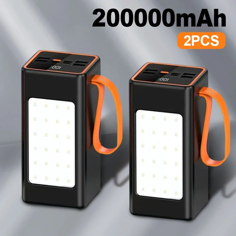 2PCS power banks 200000mAh High Capacity 66W Fast Charger Waterproof ...