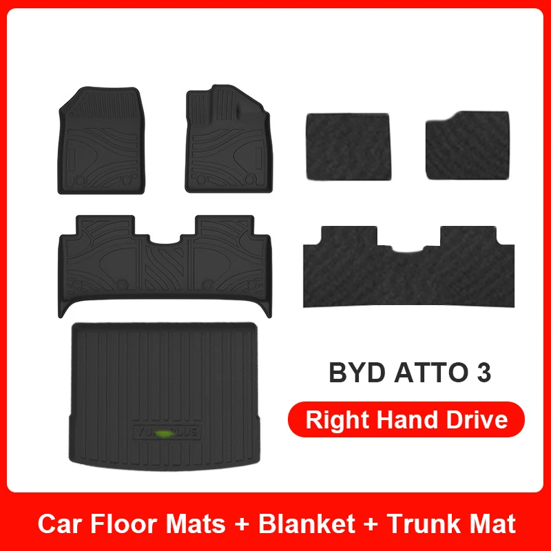 맞춤형 맞춤형 TPE 바닥 매트, BYD Atto 3 AU JP TH NZ RHD 및 LHD Country ECO 트렁크 카고 ...