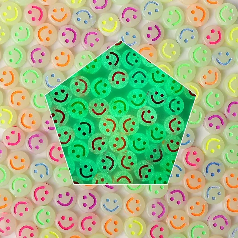 Acrylic-Glow-in-the-dark-Smiley-Face-Beads-Diy-Handmade-Jewelry ...