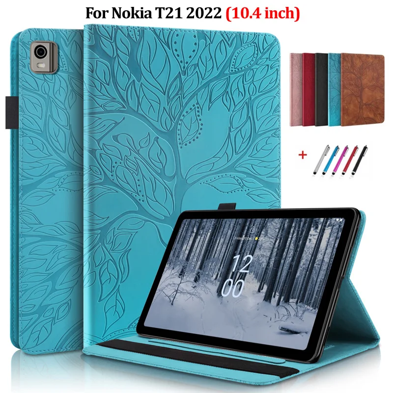 Tablet-Cover-For-Nokia-T21-Case-2022-10-4-inch-Emboss-Tree-Flip-Wallet ...