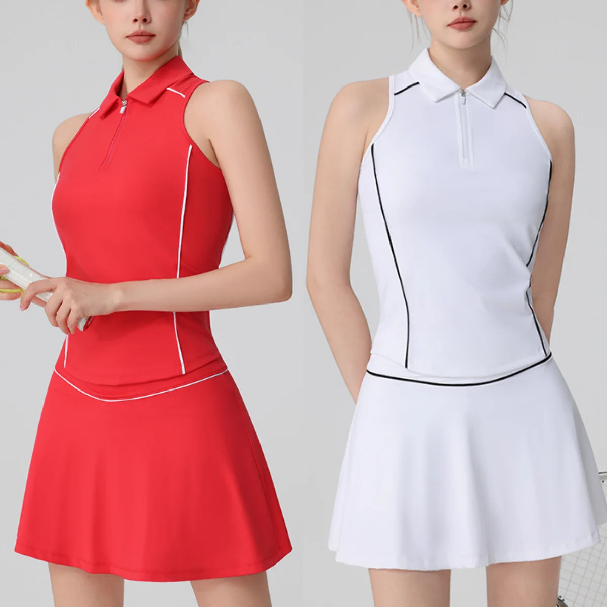 2Pieces lo Set Tennis Skirt Short Sports Suit Breathable Quick Dry ...