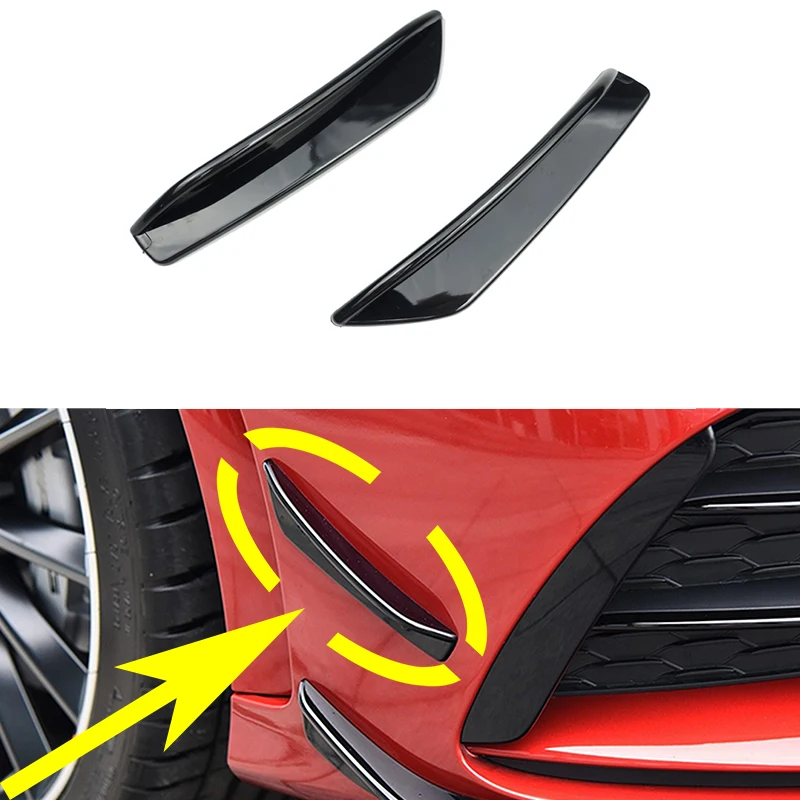Glossy-Black-Front-Bumper-Side-Spoiler-Canard-Splitter-Trim-Sticker-For ...