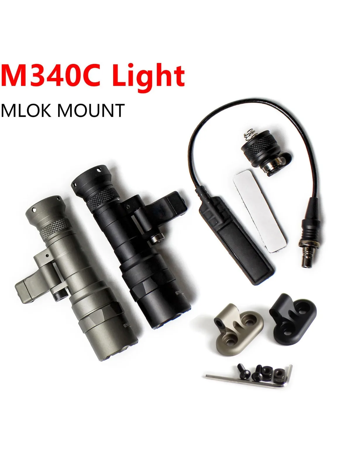 M340C Tactical LED Flashlight 500 Lumens Weaponlight,Rifle Mlok Mount ...