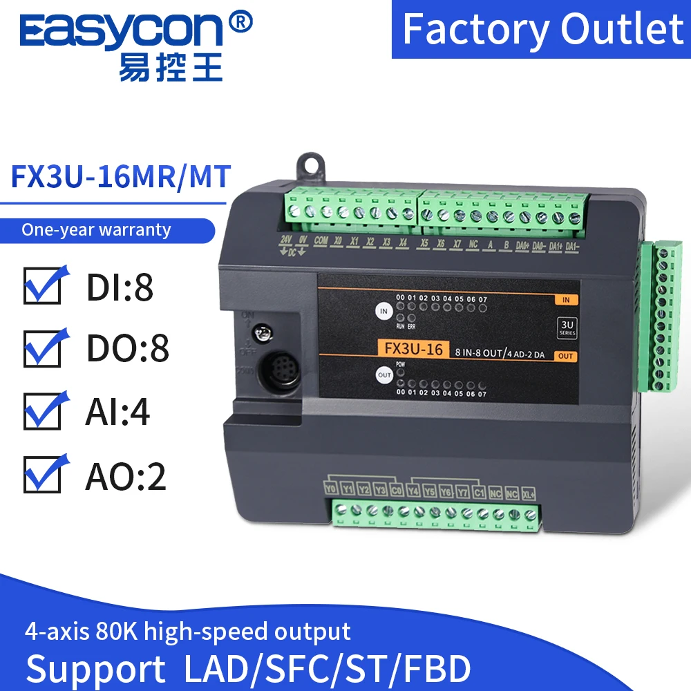 Controlador-l-gico-program-vel-Easycon-PLC-FX3U-16-26MT-MR-MRT-4AI-2AO ...