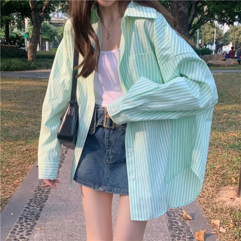 Striped-Shirts-Women-Thin-Summer-Loose-Sun-proof-Tops-Korean-Fashion ...