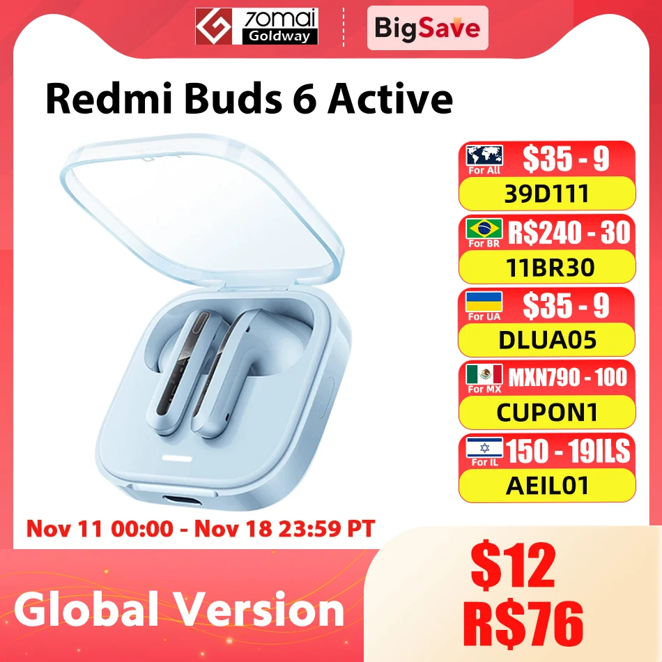 Global-Version-Xiaomi-Redmi-Buds-6-Active-TWS-Earphone-Bluetooth-5-4 ...