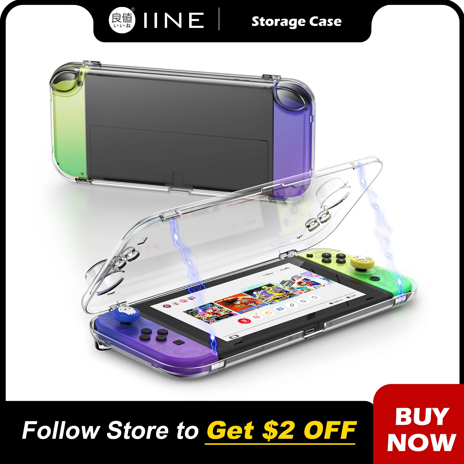 IINE-Transparent-PC-Storage-Case-for-Switch-OLED-Magnetic-Closure-Dust ...