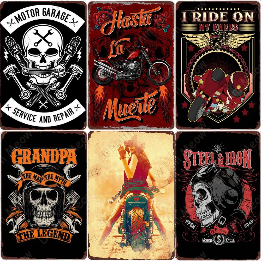 Vintage-Metal-Sign-for-Biker-Grandpa-The-Legend-DAD-Poster-Route-66-Art ...