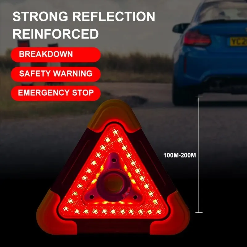 Solar-Powered-Car-Triangle-Emergency-Lighttraffic-Safety-Road-Flashing ...