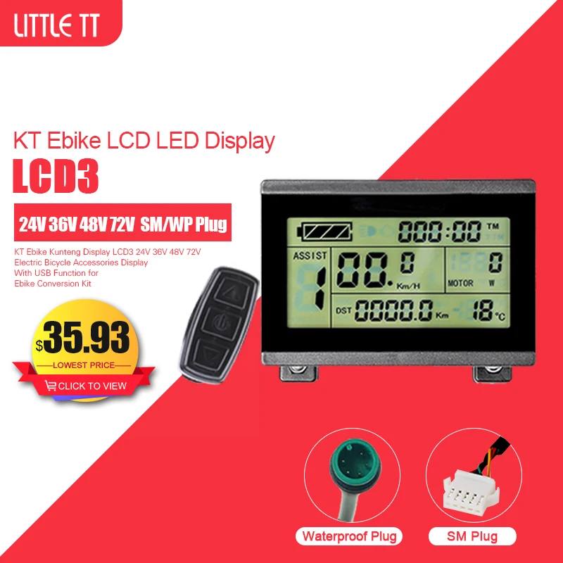 E-bike Display KT-lcd3 Intelligent Control Panel 24V 36V 48V 72V KT ...