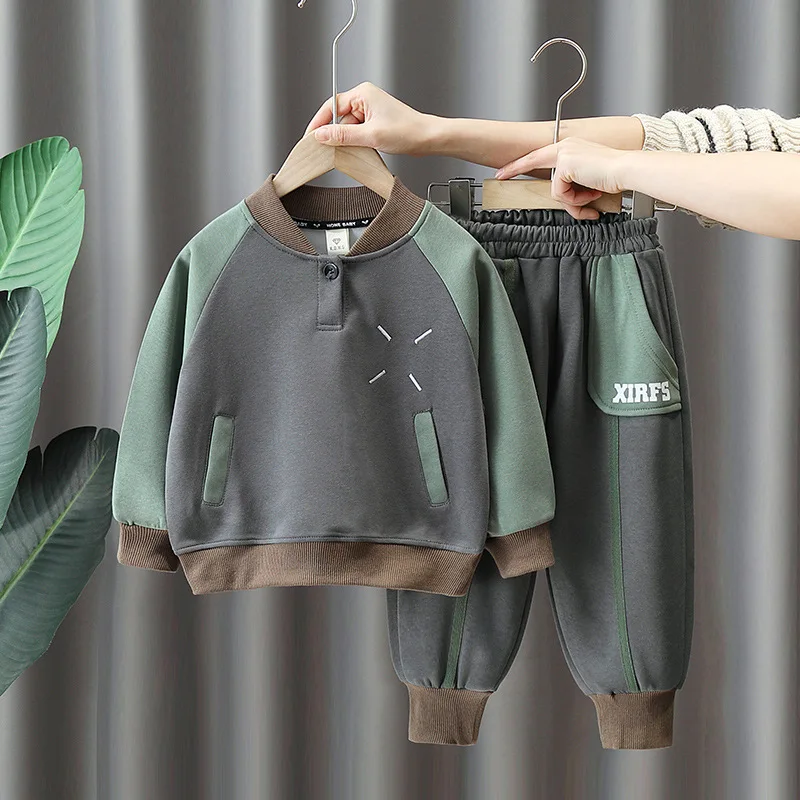 Baby-and-Boys-Casual-Cotton-Contrast-Alphabet-Sweatshirt-Sweatpant-Sets ...