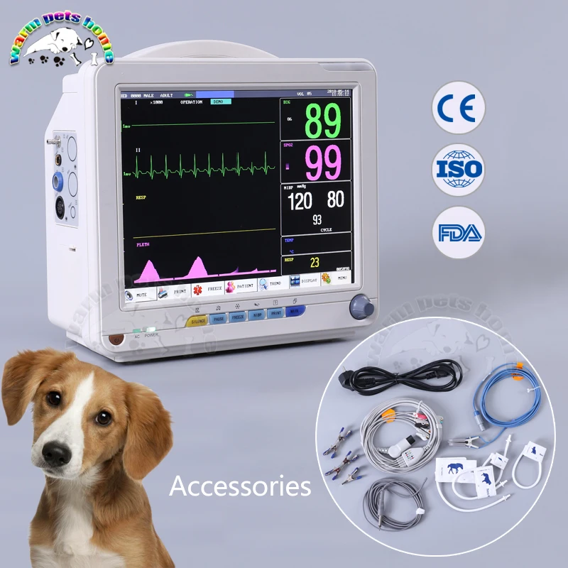 12.1 Inch Portable Multi function Veterinary ECG Patient Monitor for ...
