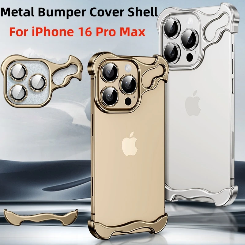 Metal-Bumper-Phone-Case-For-iPhone-16-Pro-Max-Irregular-Camera-Lens ...