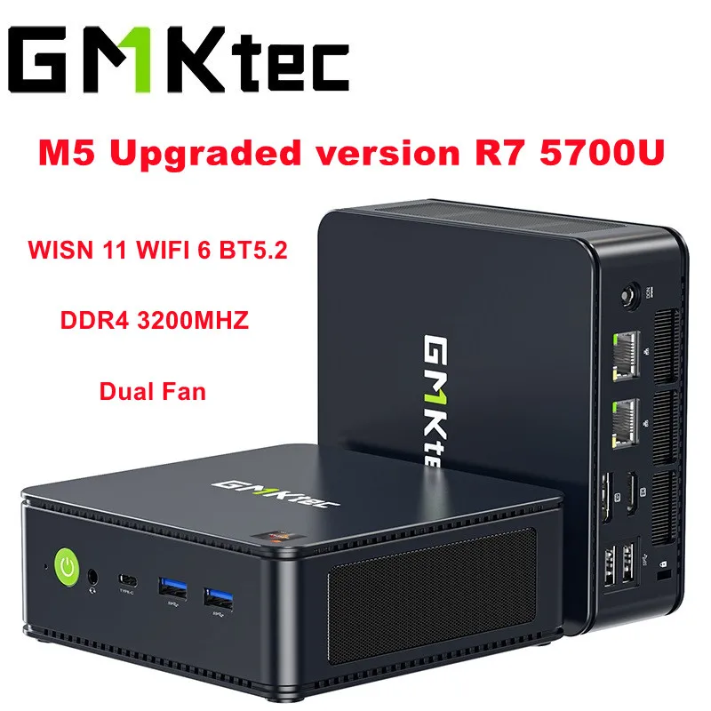 GMKtec M5 미니 PC 데스크탑 게임용 컴퓨터, 업데이트 버전 R7 5700U, Win 11 Pro - 티몬