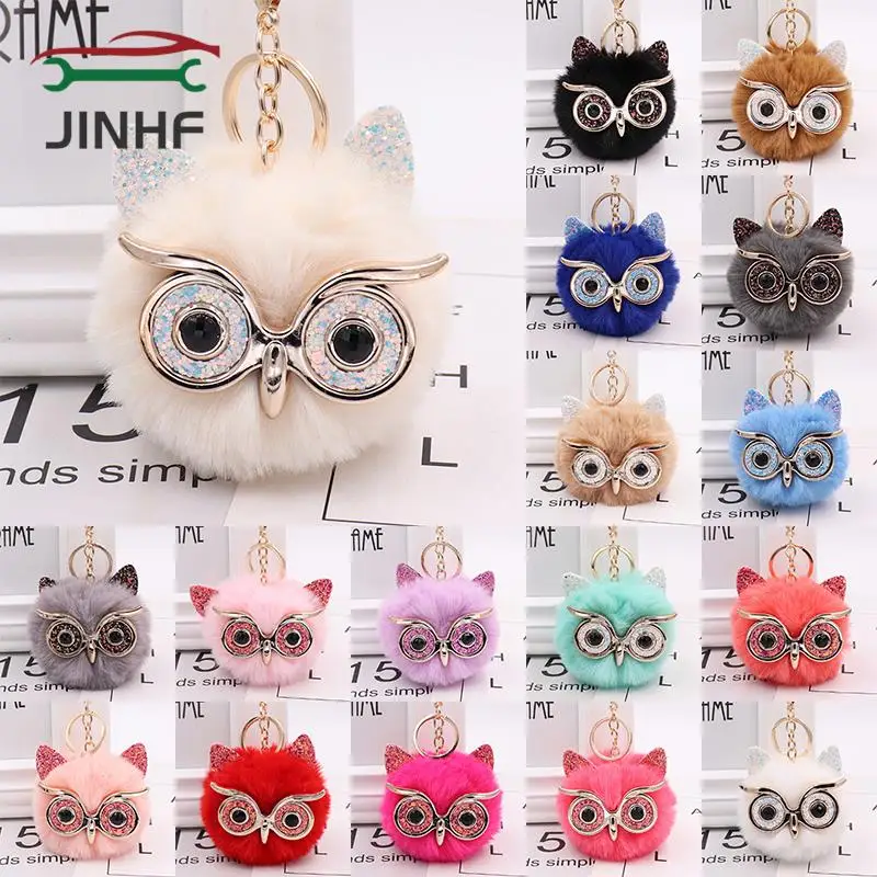 1PC-Cute-Girls-Fluffy-Fur-Owl-Keychain-Women-Pompom-Owl-Key-Chain-On ...