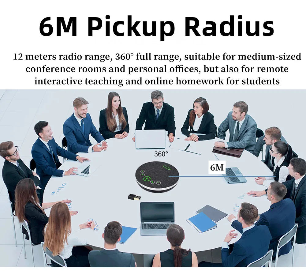 USB Conference Microphone Omnidirectional Tabletop Wireless ...