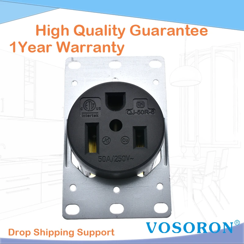 Black-50A-125V-250V-NEMA-6-50R-American-3pole-industry-socket-generator ...