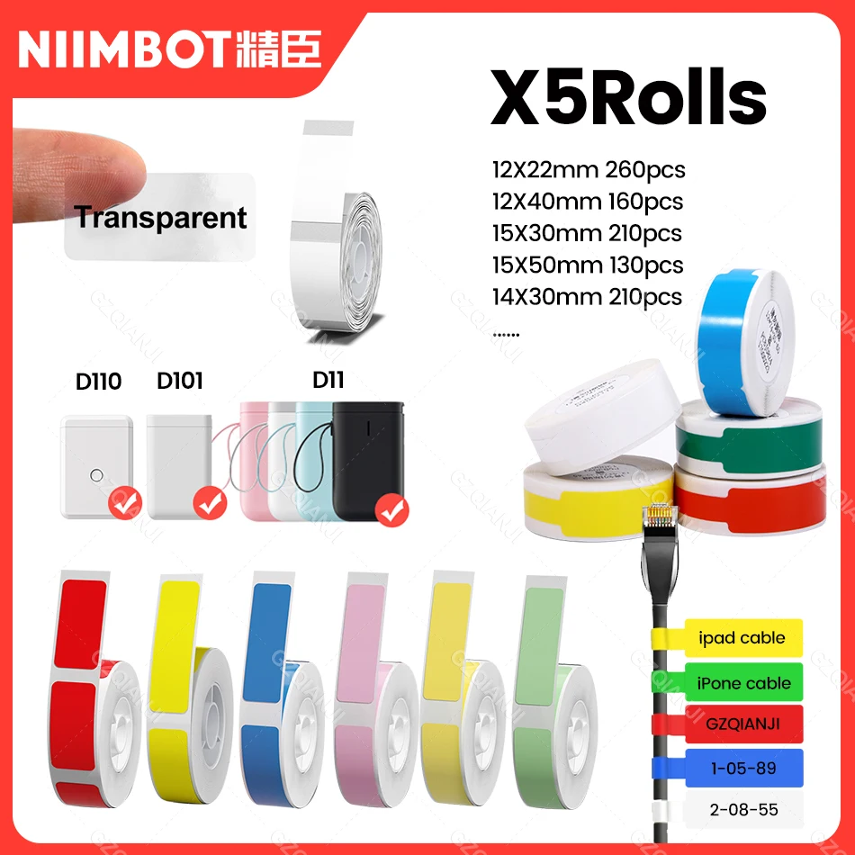 Niimbot-D110-D101-D11-Original-Thermal-Label-Printer-Paper-Roll-Home ...