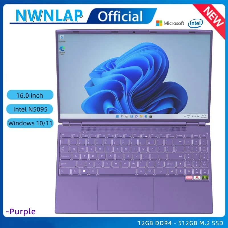 Ordenador portátil morado barato con Windows 10 11, Notebook para ...