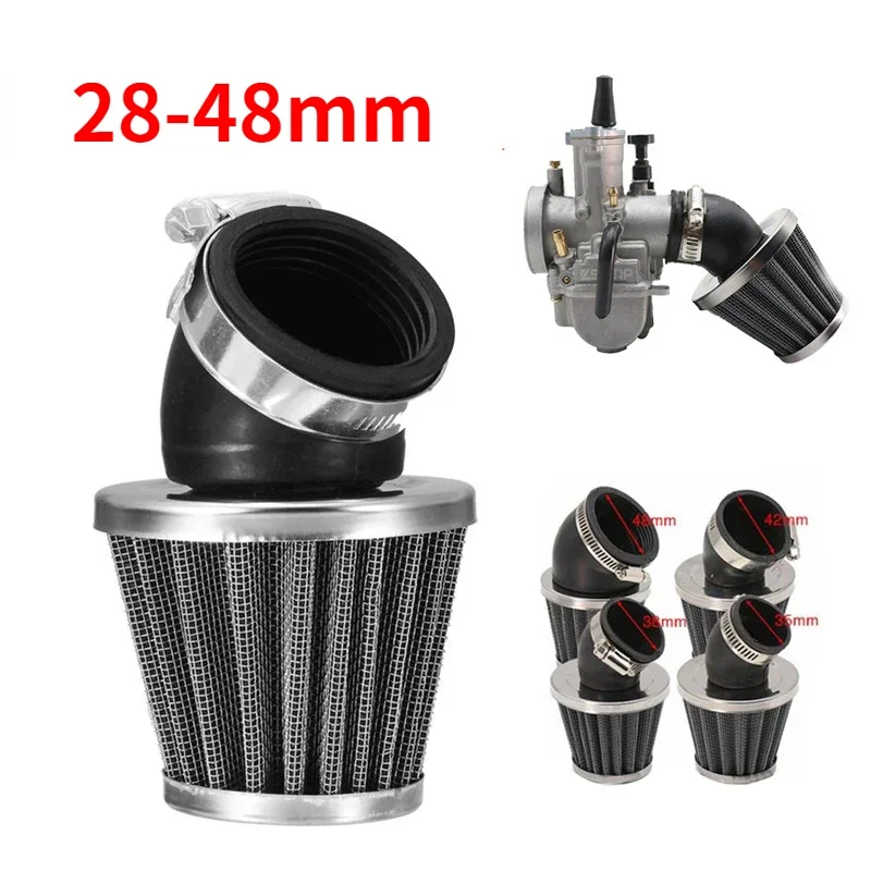 Universal-Motorcycle-Air-Filter-28-48mm-Cone-Style-With-45-Degree-Bend ...