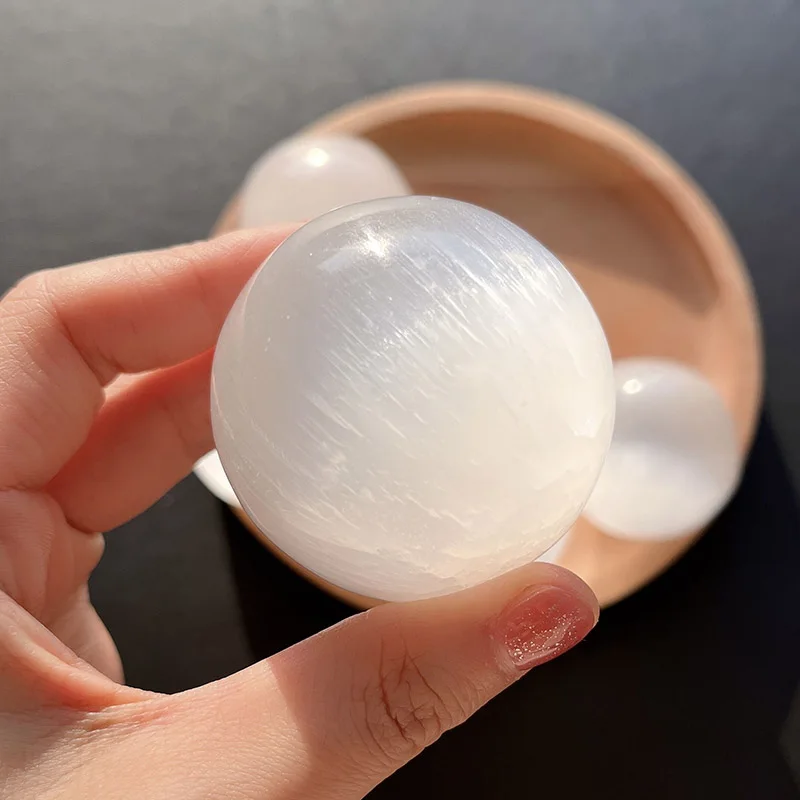 Natural Quartz Crystal Selenite Sphere White Healing Crystal Ball ...