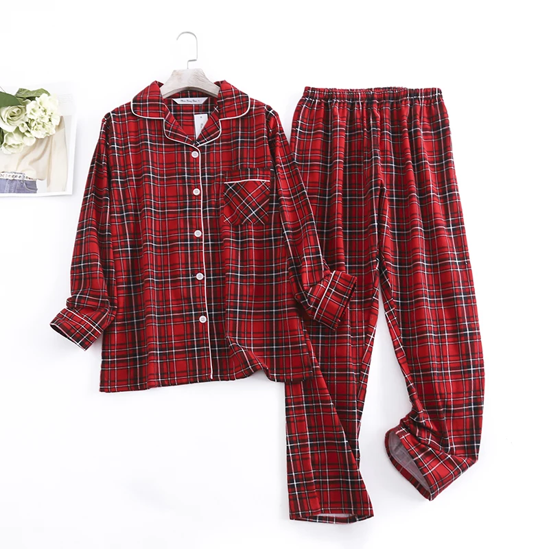 Pyjama en flanelle de coton pour femmes, ensemble pantalon Long ...