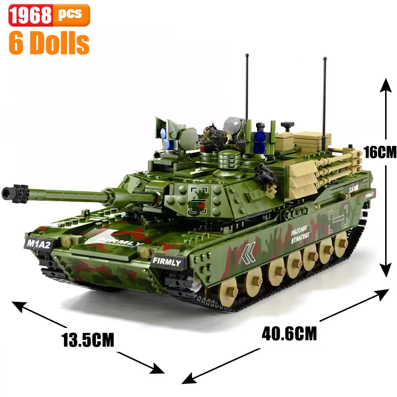 WW2 Military Leopard Tank M1A2 Leopard 2 Tank Bricks Model - The Brick Battle
