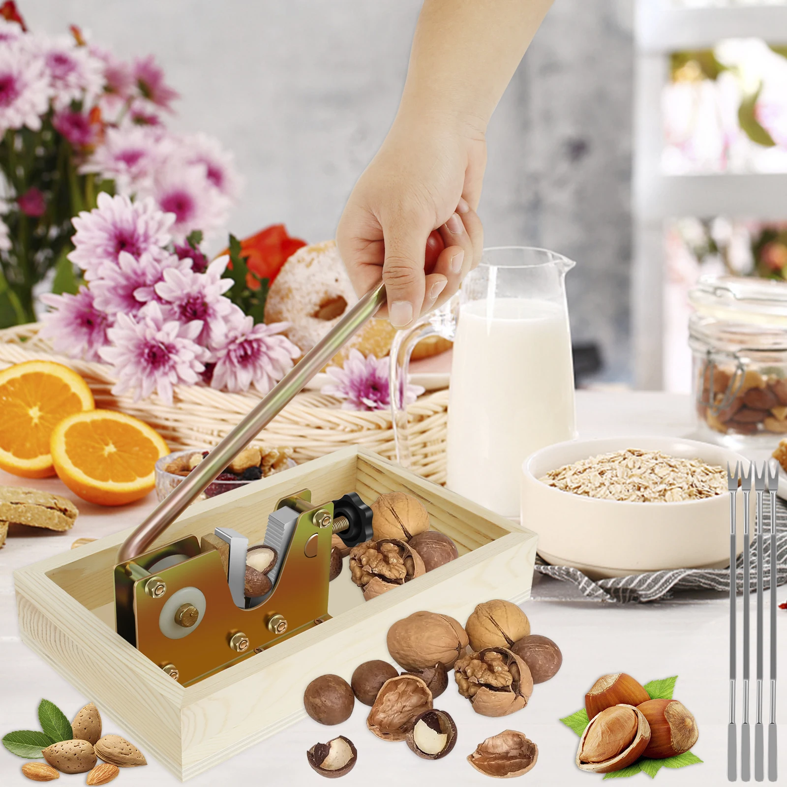 Macadamia Nut Cracker Heavy Duty Nutcracker - Adjustable Walnut/Pecan ...